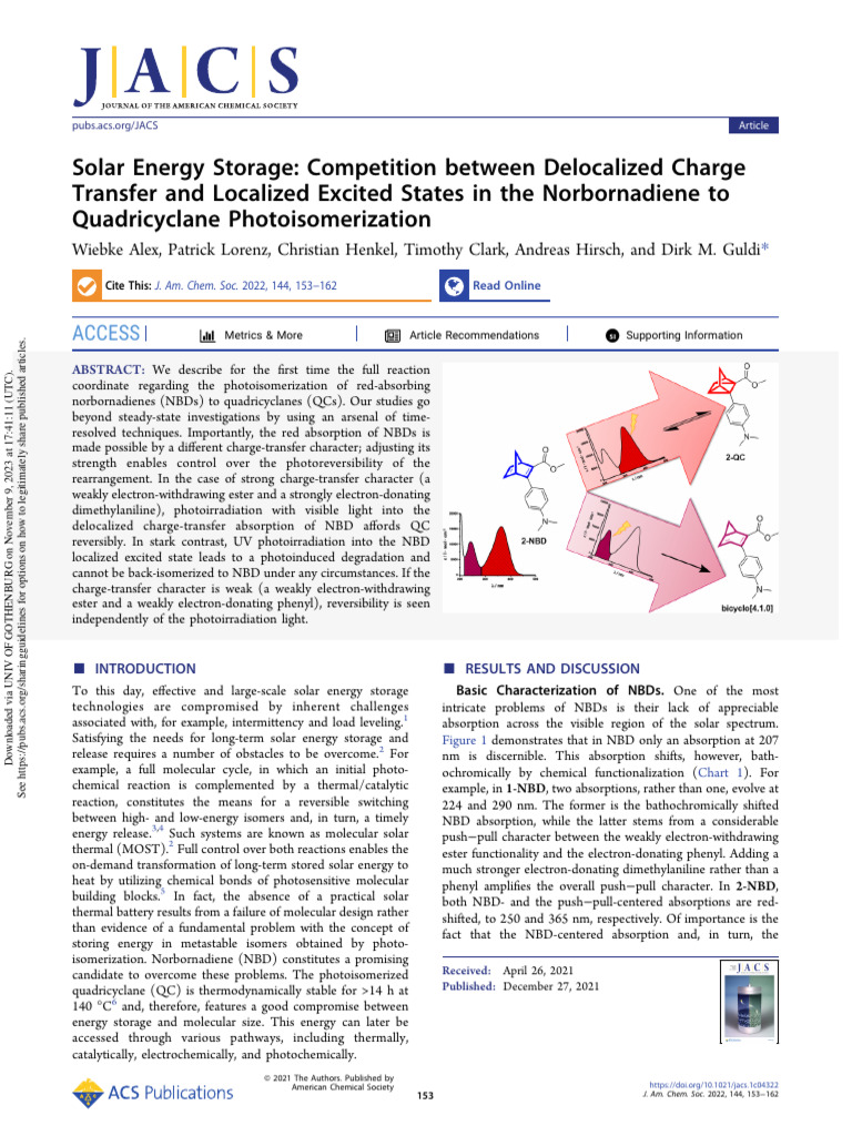 Alex Et Al 2021 Solar Energy Storage Competition Between Delocalized ...