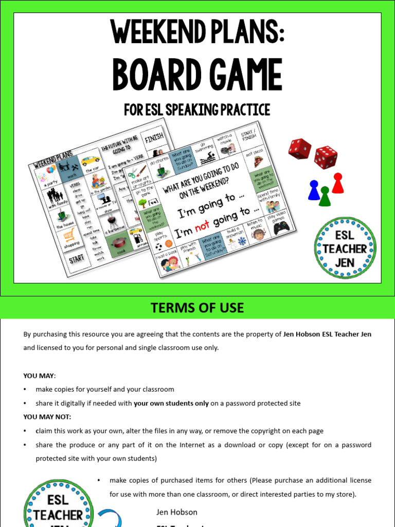 Board Game: Weekend Plans | PDF | English As A Second Or Foreign ...