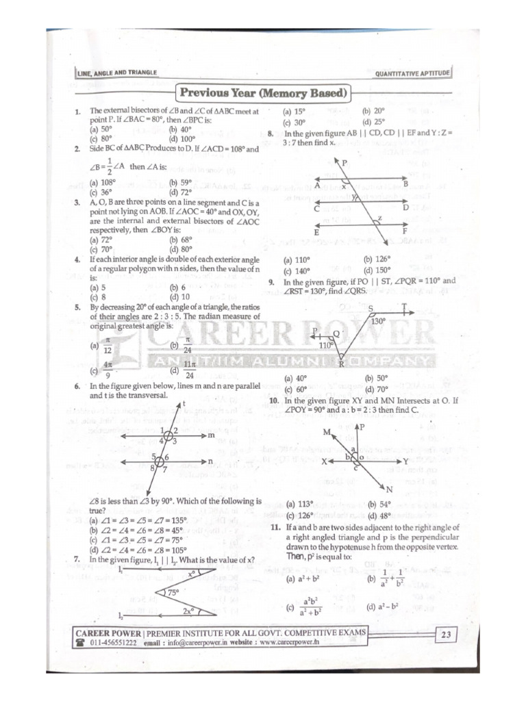 LINE, ANGLE AND TRIANGLE | PDF