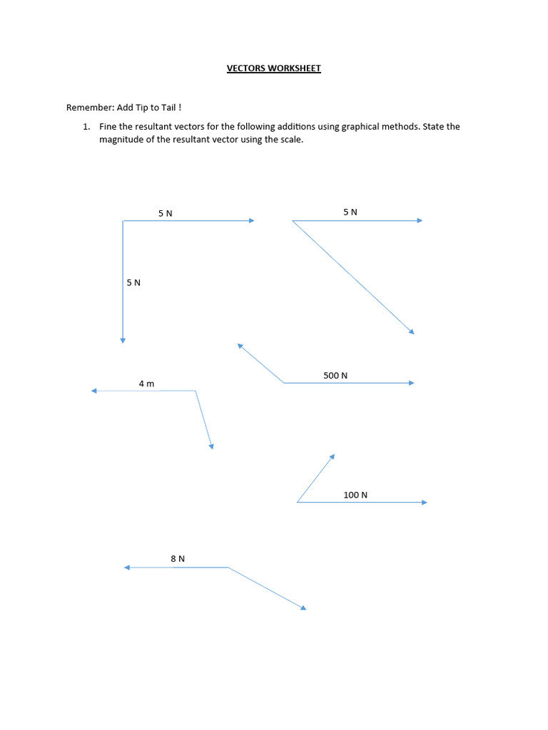 Vectors Worksheet with Solutions | PDF | Euclidean Vector | Force