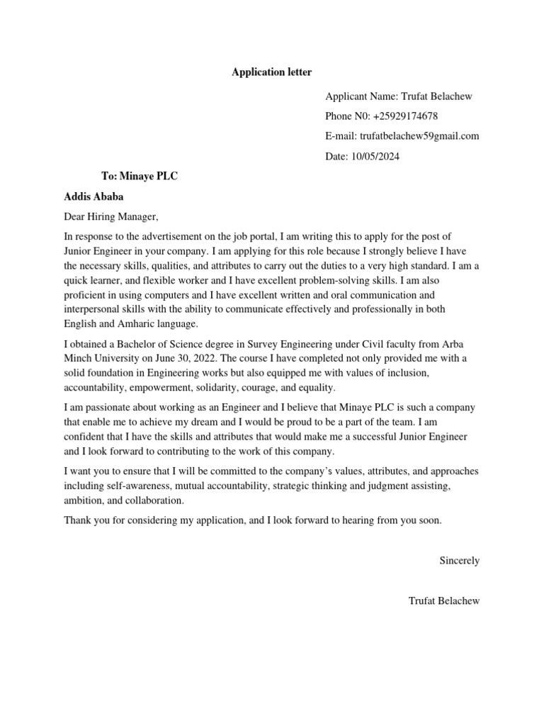 Junior Engineer Application | PDF | Cognition | Learning