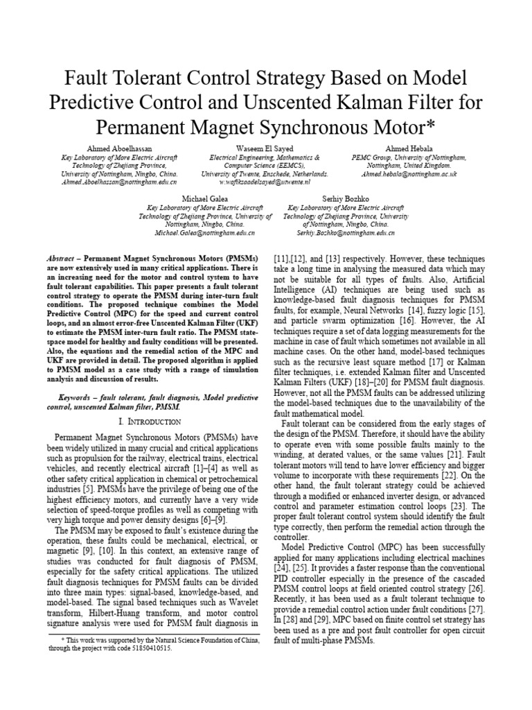Fault Tolerant Control Strategy Based On Model Predictive Control and Unscented Kalman Filter ...