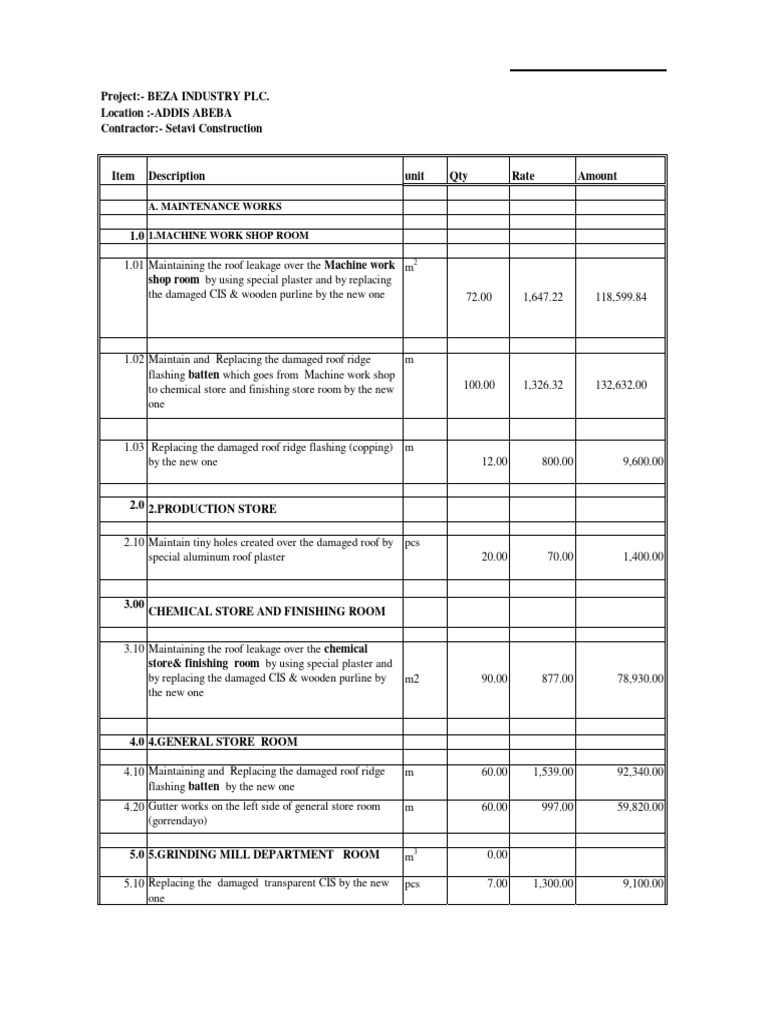 Boq | PDF | Concrete | Composite Material
