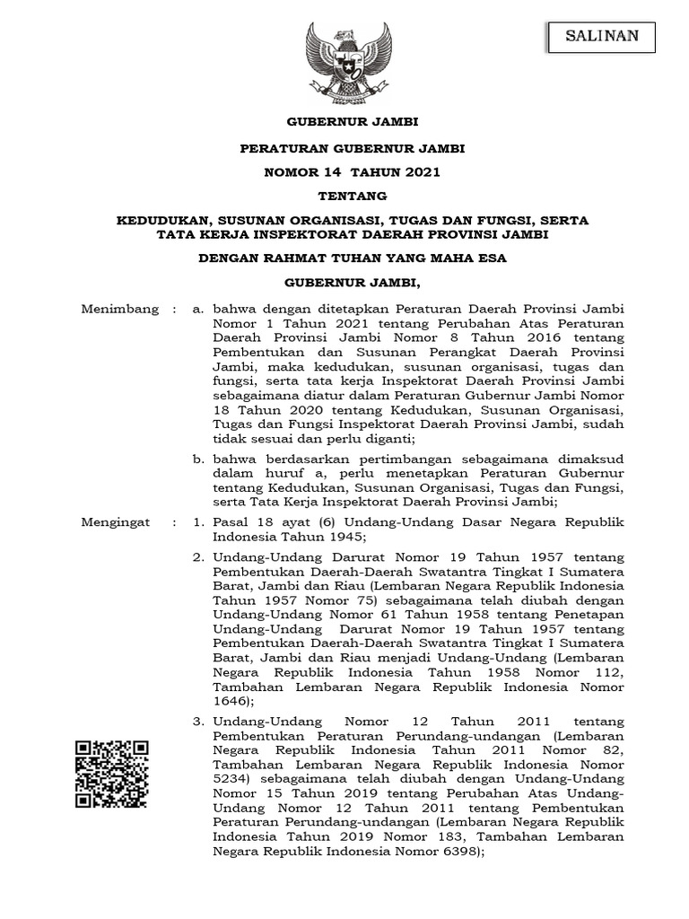 Pergub No 14 Tahun 2021 | PDF