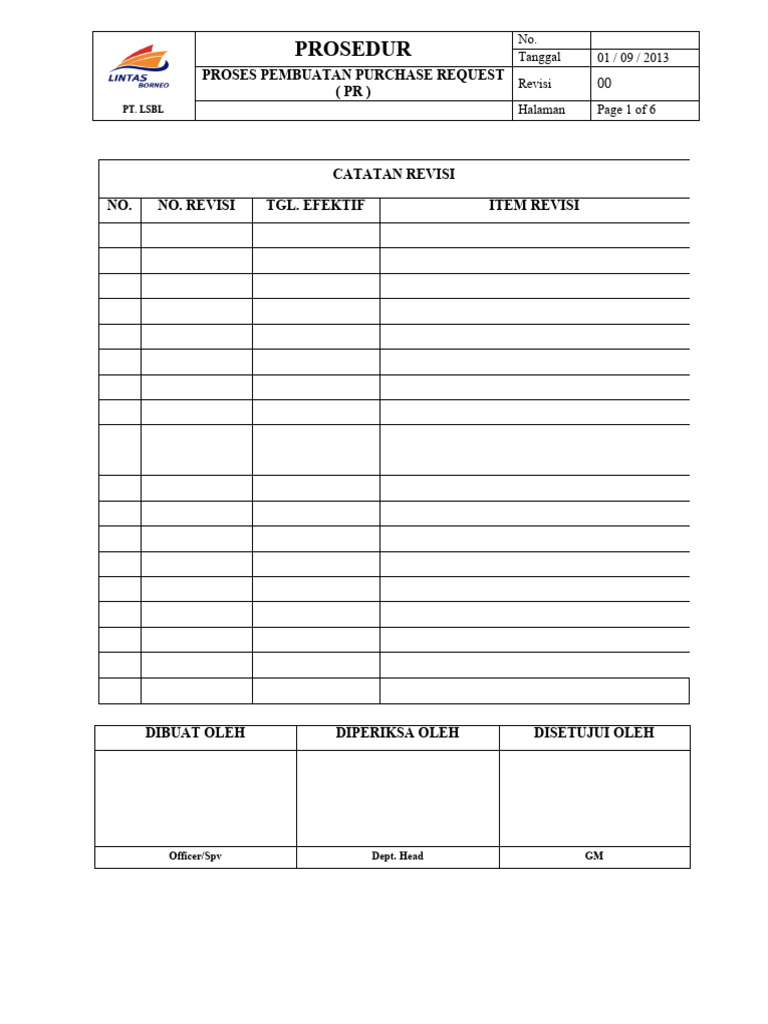 Sop Pembuatan Purchase Request (PR) | PDF