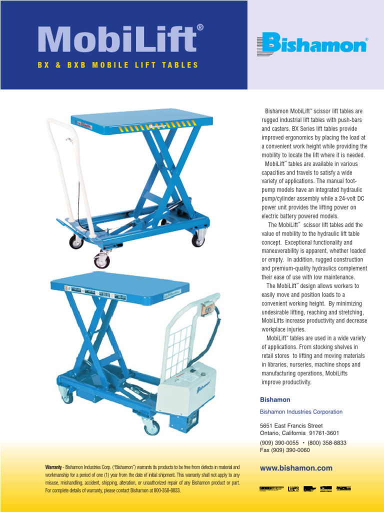 Lift Table Mobilift BX BXB | PDF | Elevator | Manufactured Goods