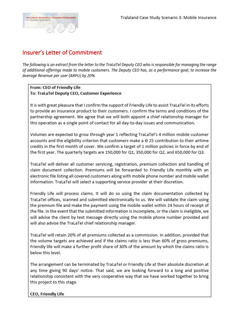 Annex 2 Insurer's Letter of Commitment-1 | PDF | Insurance | Mobile Phones