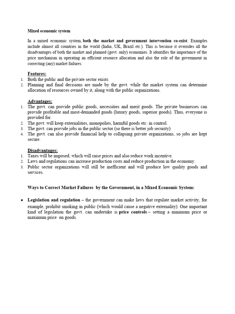 (44.11KB) Mixed Economic System | Download Free PDF | Taxes | Externality