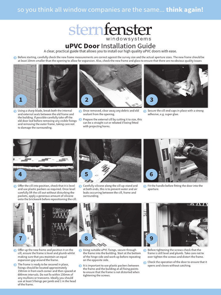 uPVC Door Installation Instructions | PDF | Adhesive | Window