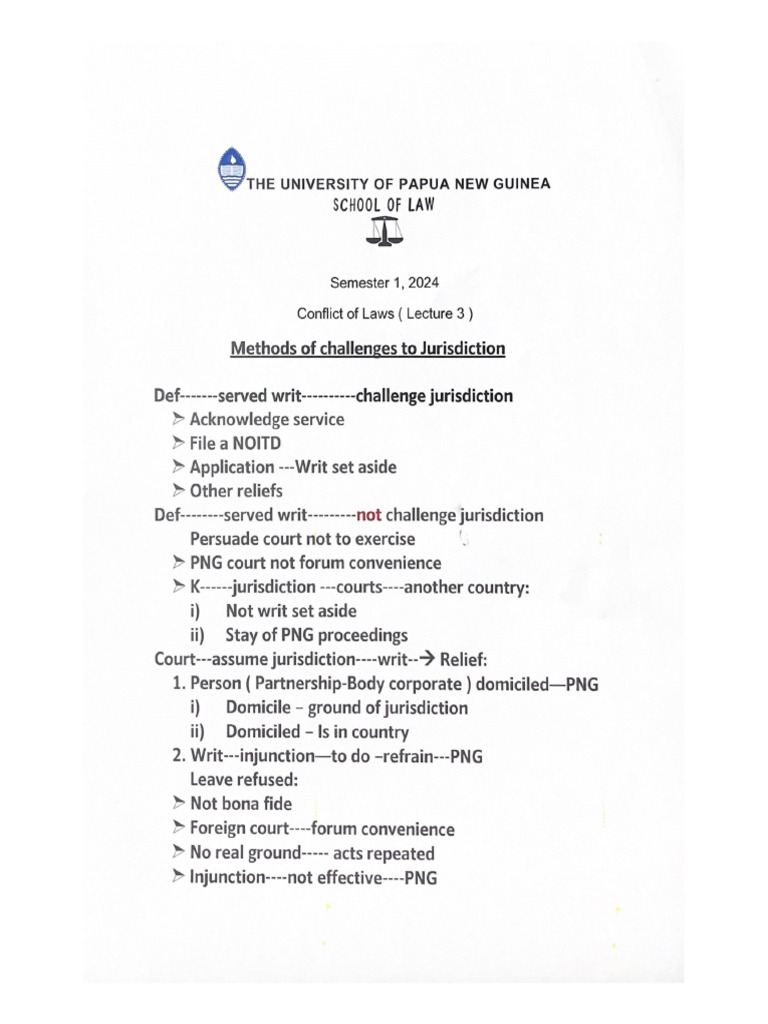 COL Notes - Methods of Challenges To Jurisdiction | PDF