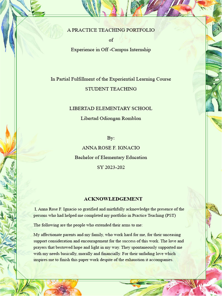 PST Portfolio | Download Free PDF | Teachers | Learning