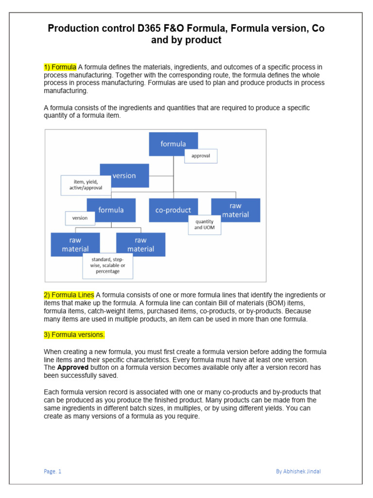 Production Control D365 F&O Formula, Co & by Product | PDF | Percentage