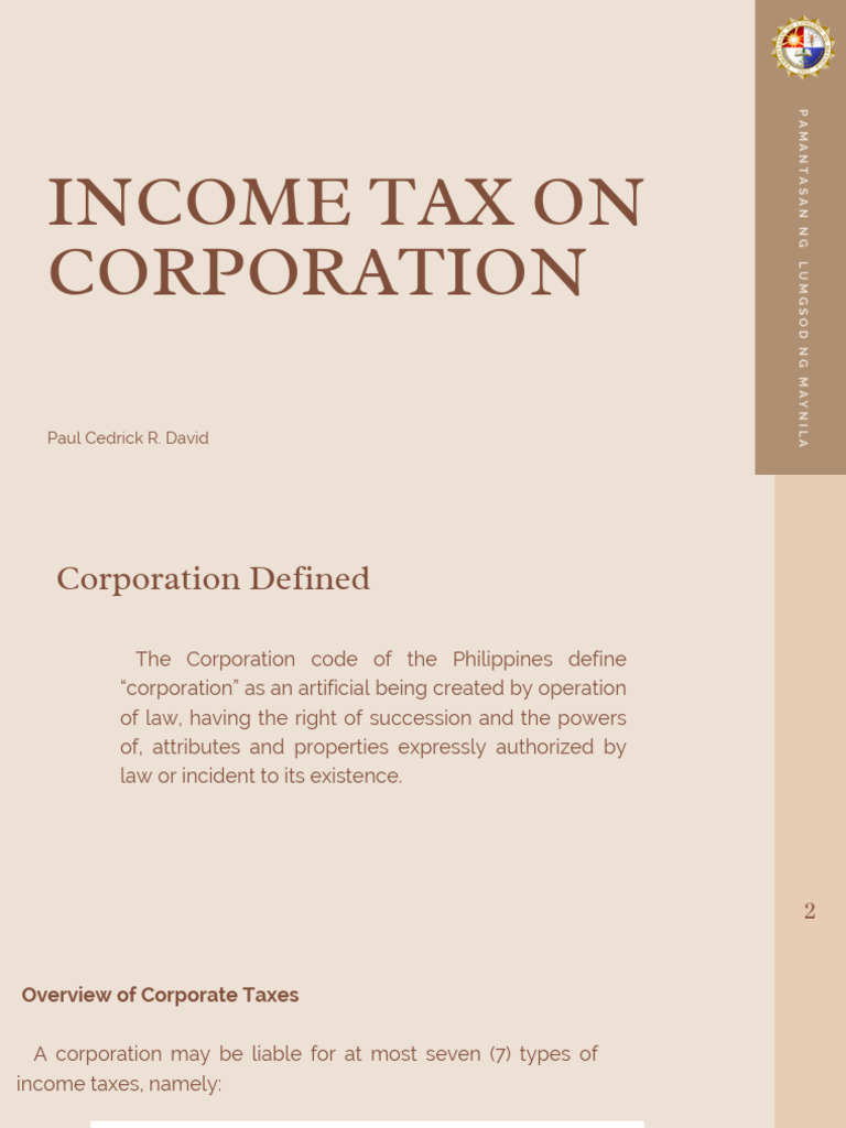 Income Tax Guidelines for Corporations | PDF | Capital Gains Tax | Taxes