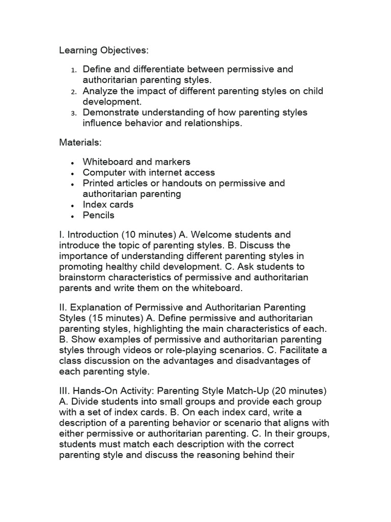 4as Lesson Plan | PDF | Parenting | Lesson Plan