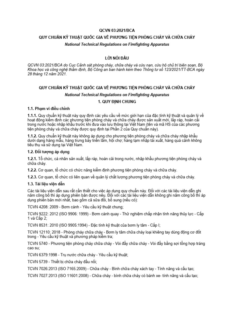 Quy Chuan Viet Nam QCVN 03 2021 Bca | PDF