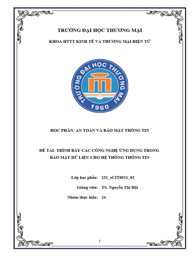 Nhom 24 - ChuHieu - 231 - eCIT0921 - 02 - G204 - ATBMTT | PDF