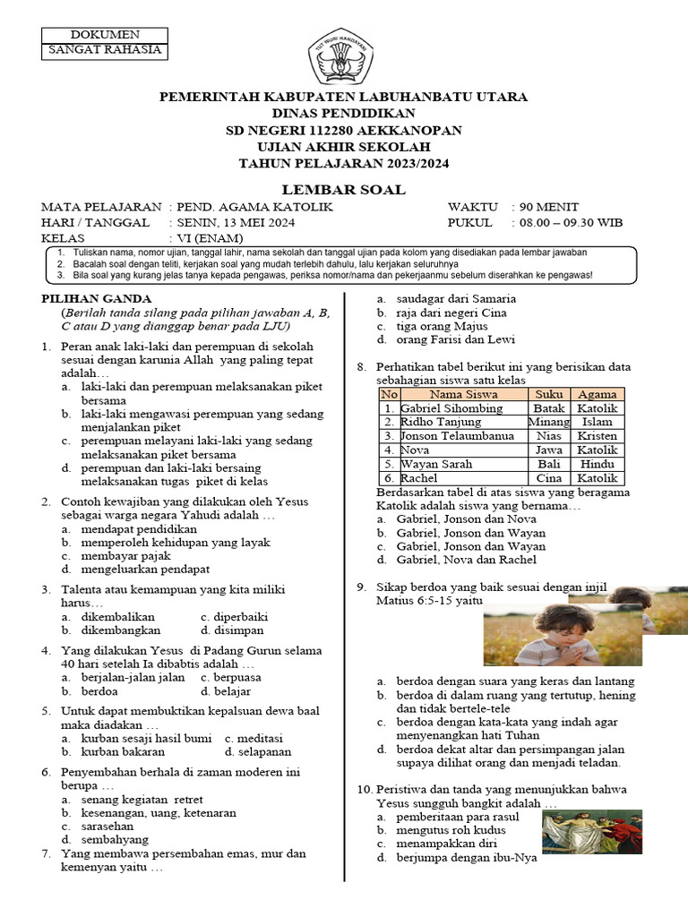 Soal Ujian Sekolah (US) KELAS 6 EDIT | PDF