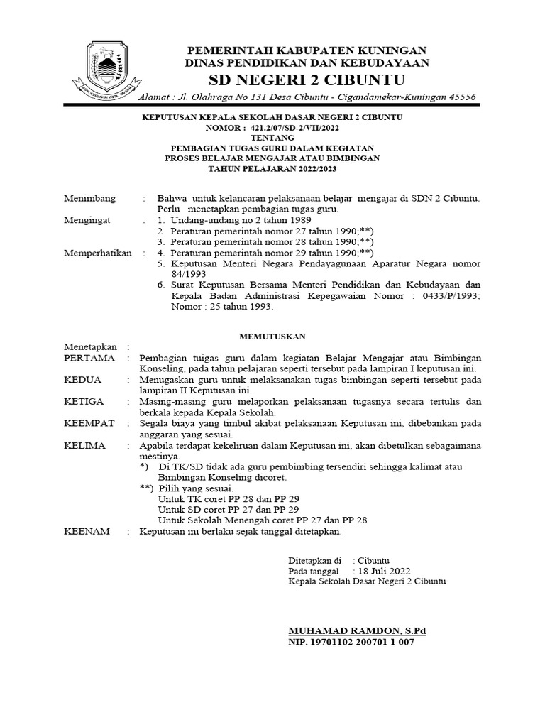 SKTM Tahun Ajaran 2022-2023 Cibuntu | PDF