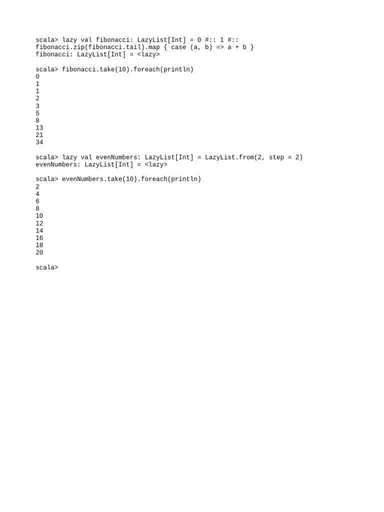 Fibonacci LazyListANDeven Lazylist | PDF