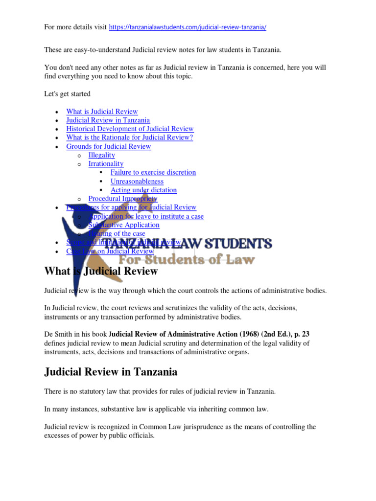 Judicial Review Essentials in Tanzania | PDF | Judicial Review ...