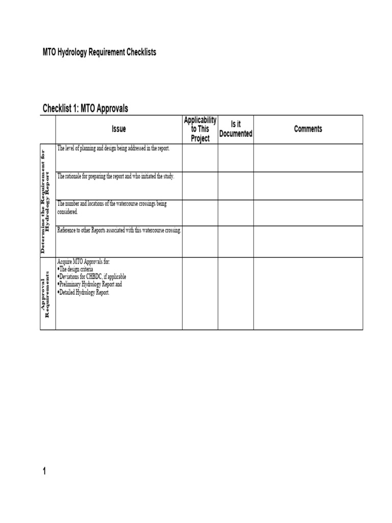 Ontario MTO Hydrology Requirment Checklists | PDF | Civil Engineering ...