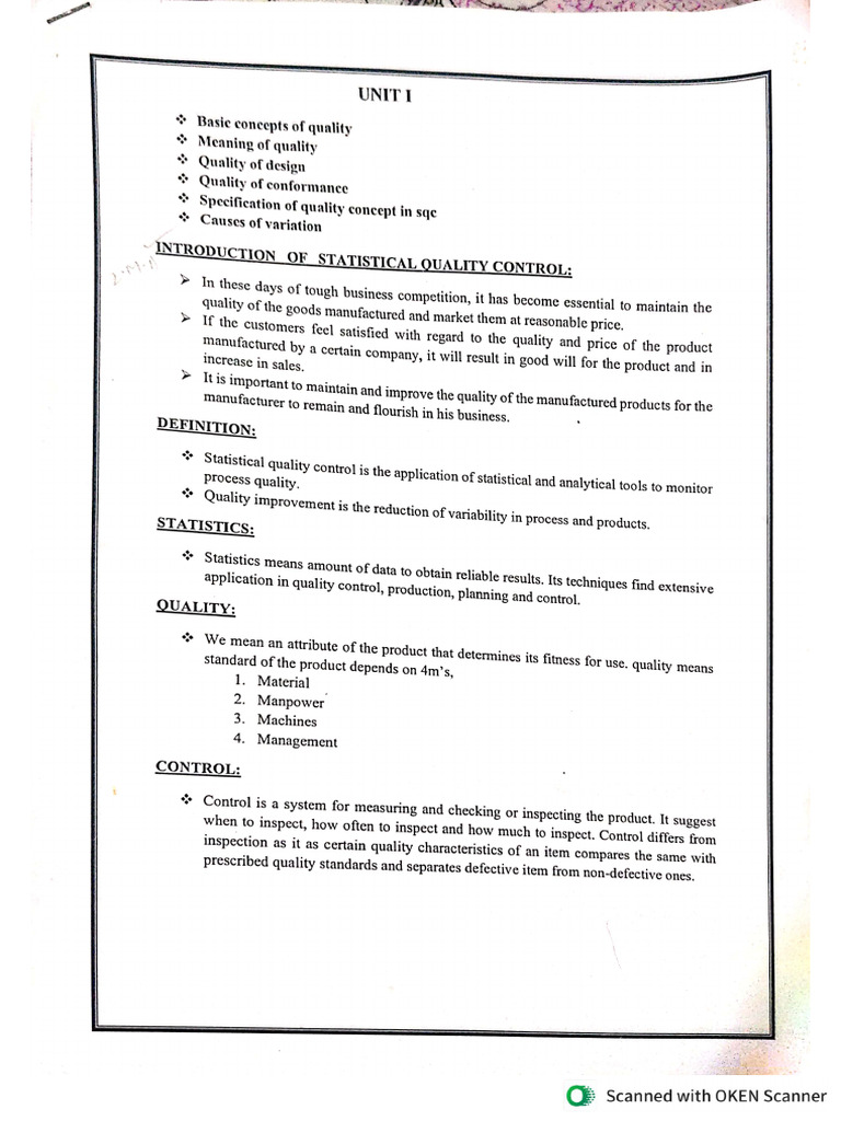 SQC Unit 1 | PDF