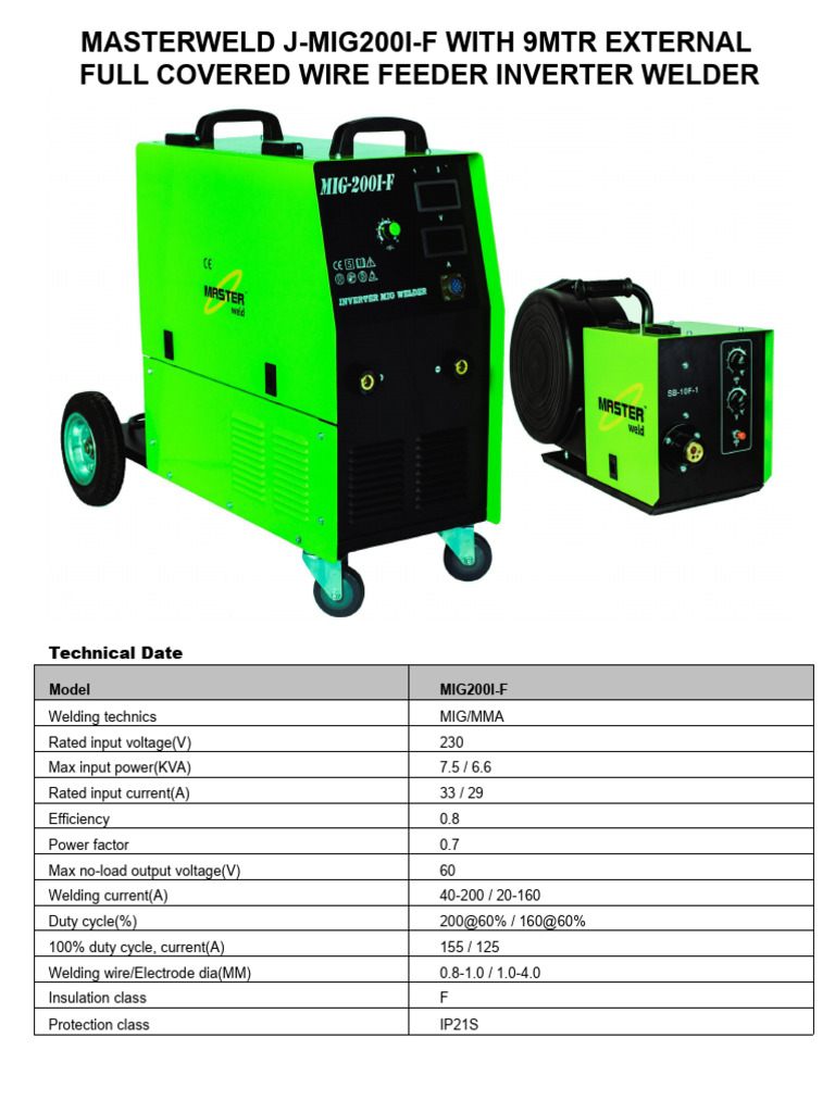 Masterweld J-MIG200I-F Inverter Welder | PDF
