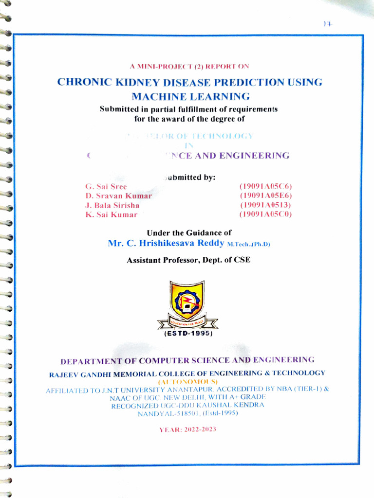 2022-23-Cse-Chronic Kidney Disease Prediction Using Machine Learning-4 | PDF | Chronic Kidney ...