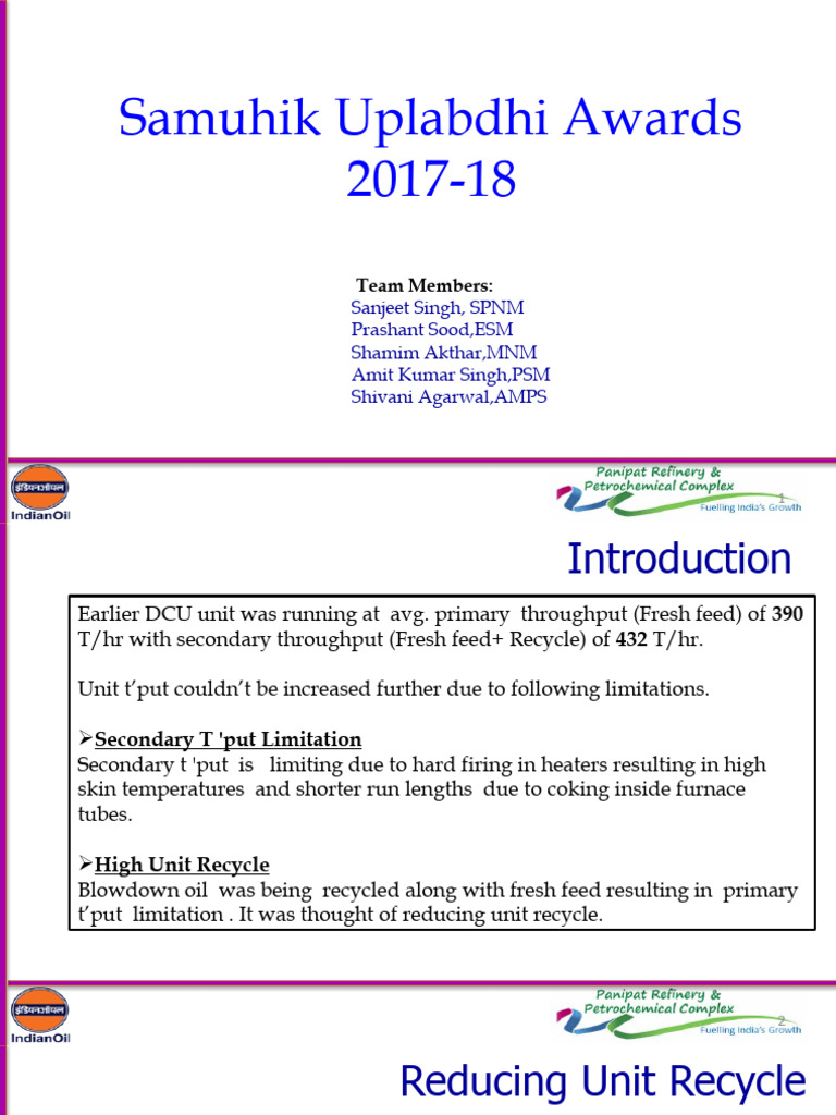 Presentation Routing of DCU Blow Down Oil From Blow Down Column (78-C ...