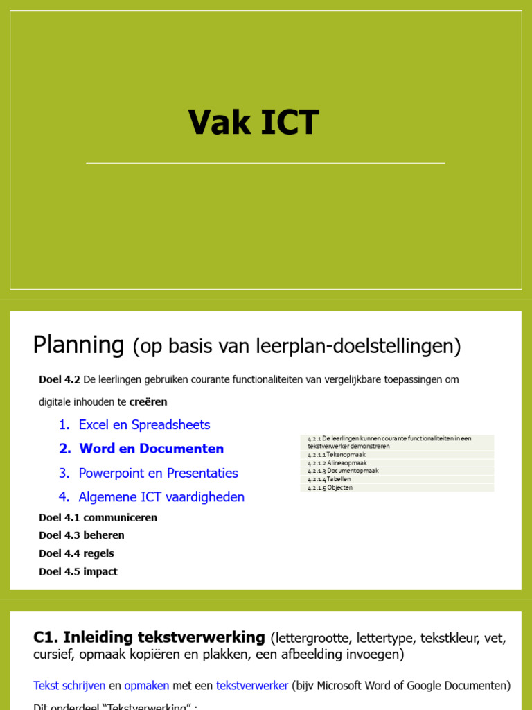 Vak ICT - Word - 2e Graad | PDF