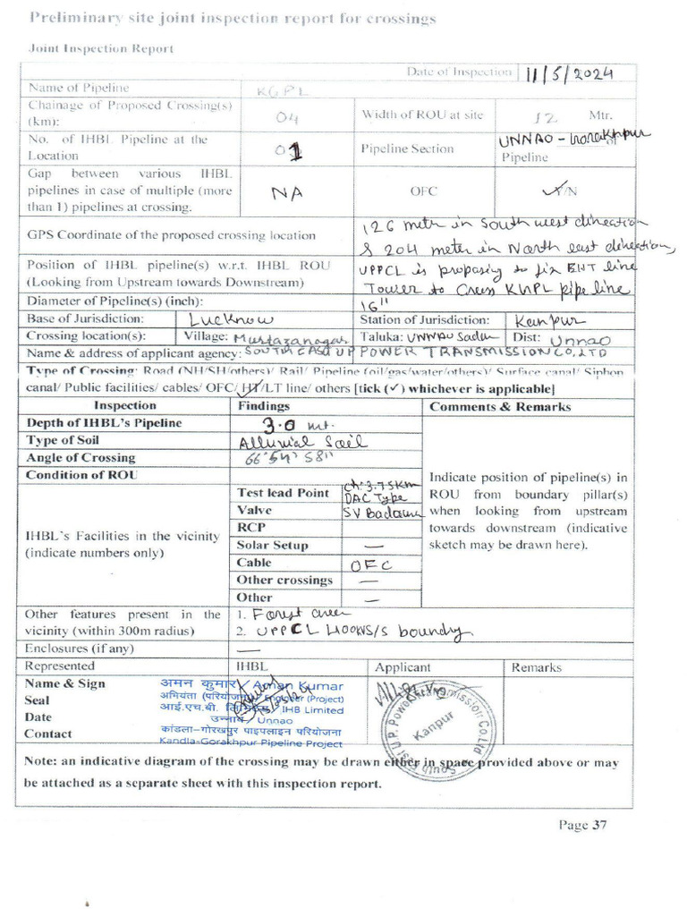 Joint Inspection Report UPPCL HT Line | PDF