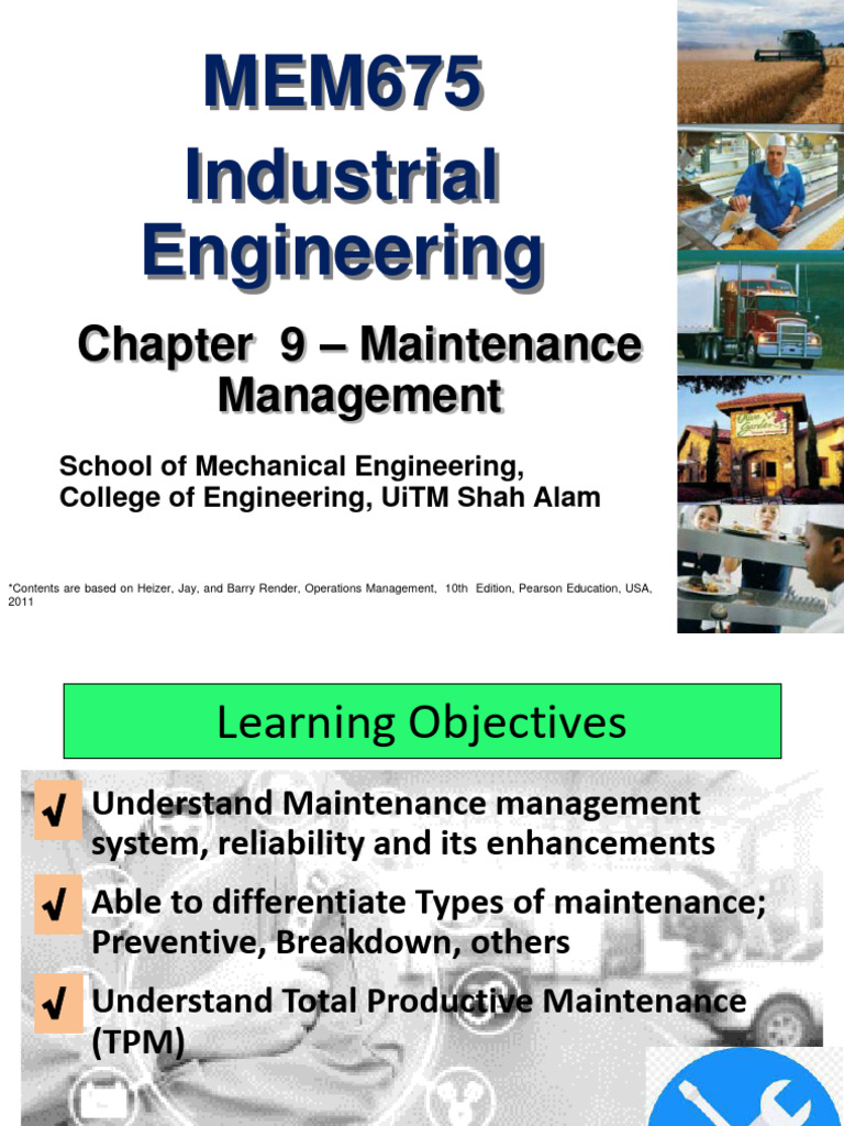 Chapter 9 Maintenance Management | PDF | Reliability Engineering | Systems Engineering