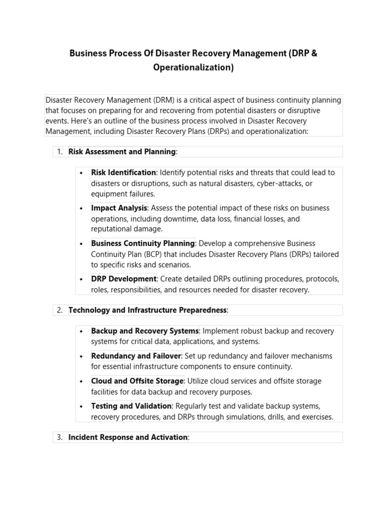 Disaster Recovery Management | PDF | Disaster Recovery | Business