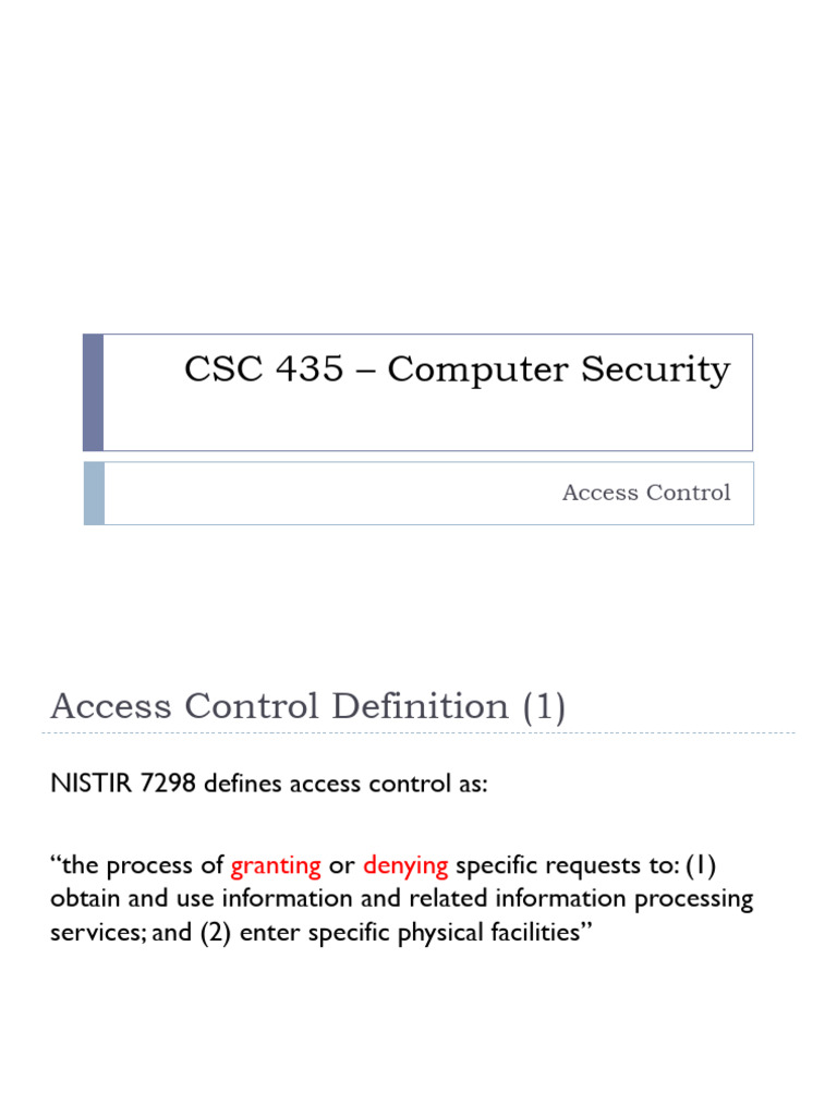 Handout 6 Access Control Pdf Computer Access Control
