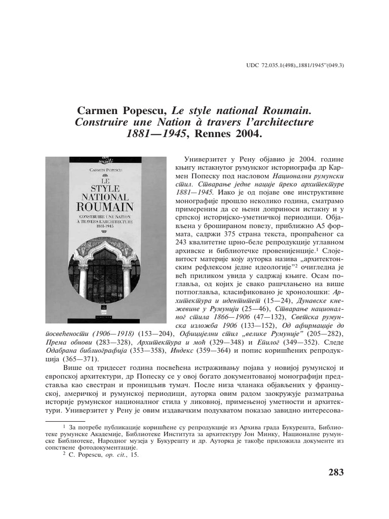 Review Carmen Popescu Le Style National | PDF