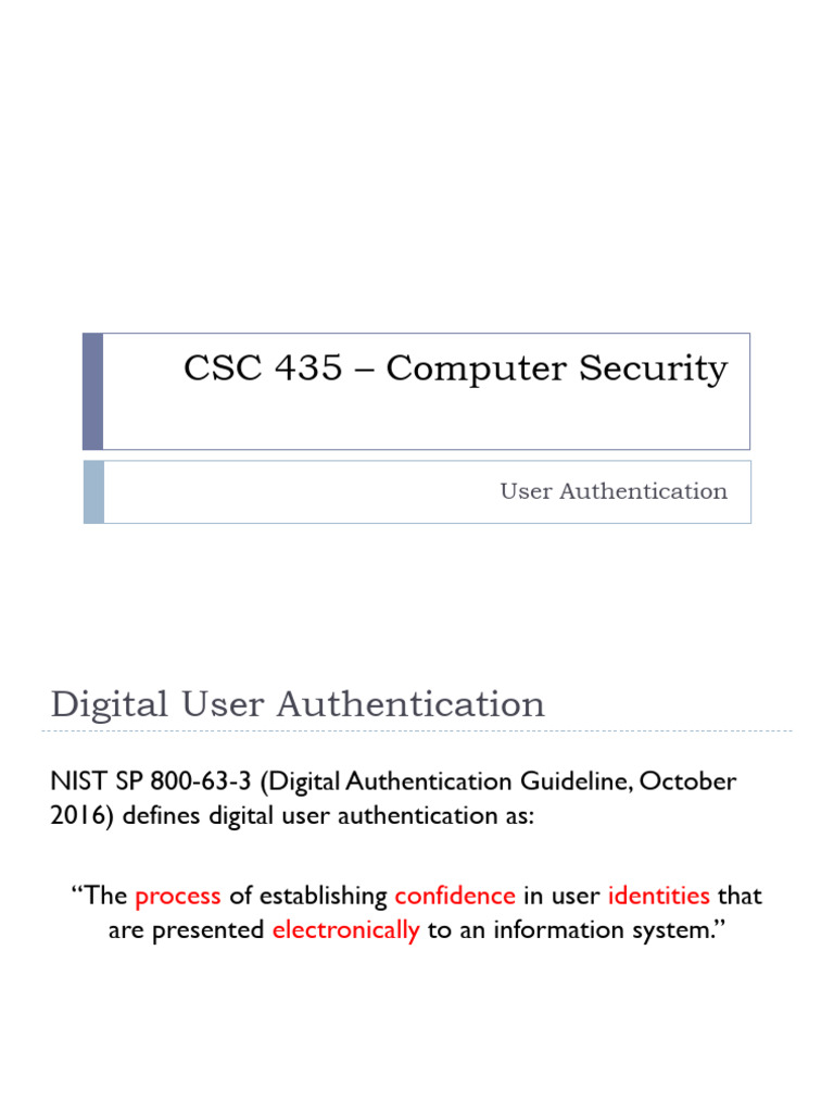 Handout 5 - User Authentication | PDF | Password | Biometrics