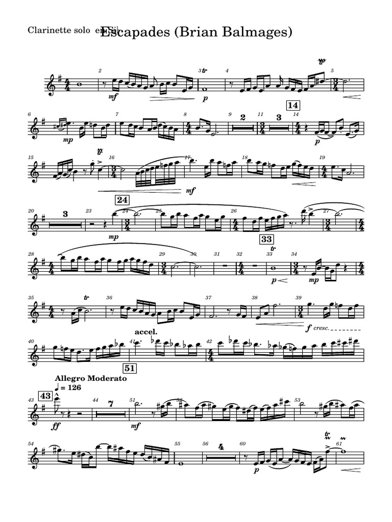Escapades - Brian Balmages - Solo Clarinet | PDF