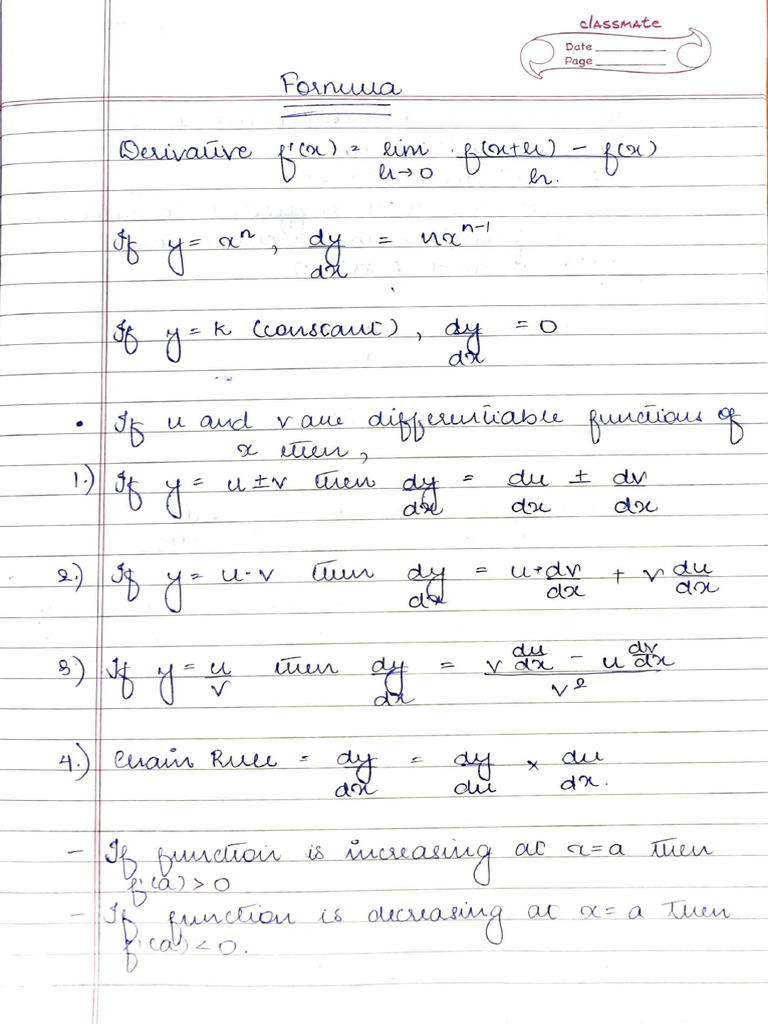 Differentiation Notes Pdf