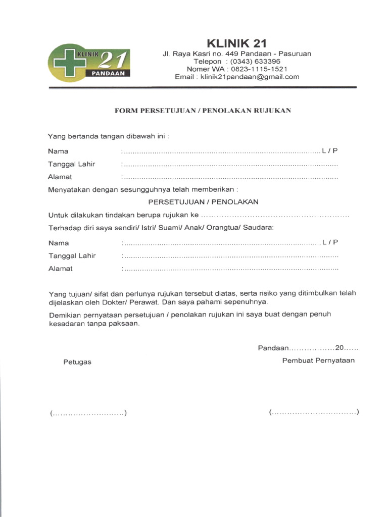 3.11.1 Form Persetujuan Atau Penolakan Rujukan | PDF