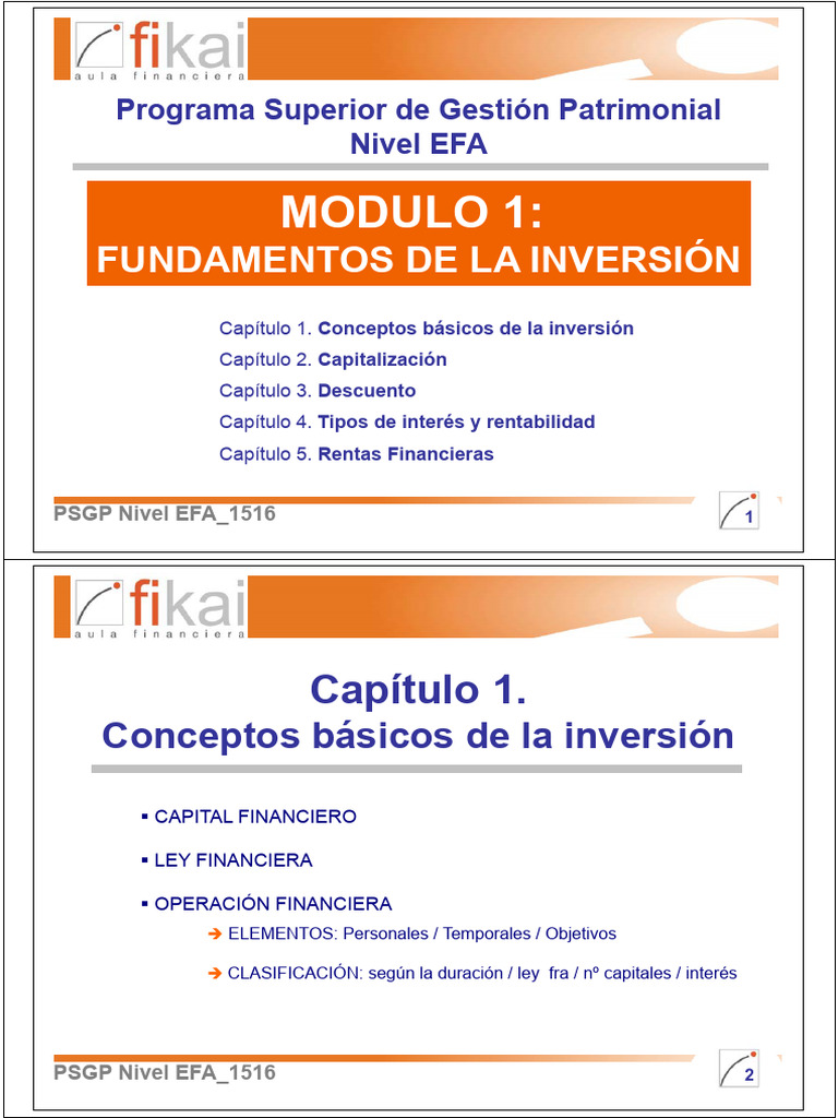 MÓDULO 1 FUNDAMENTOS DE LA INVERSION RESUMEN | PDF | Interés | Economias