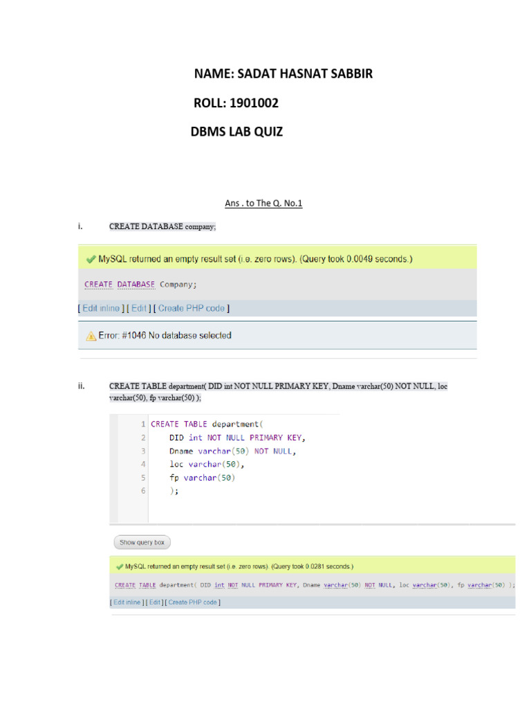 DBMS Quiz | PDF | Computers