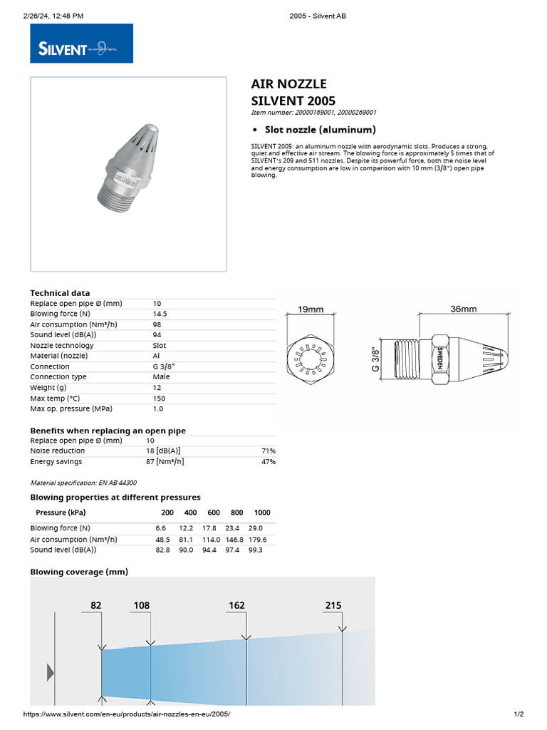 Efficient Air Nozzle for Industry | PDF | Sound