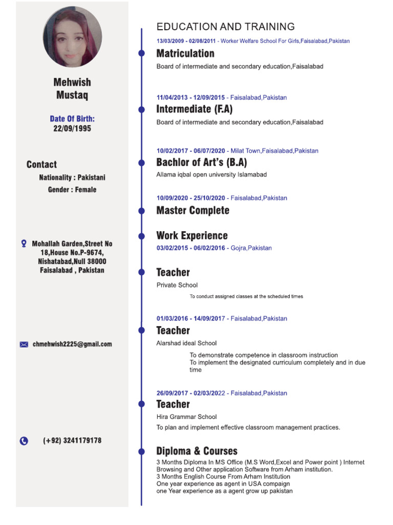 Mehwish CV | PDF