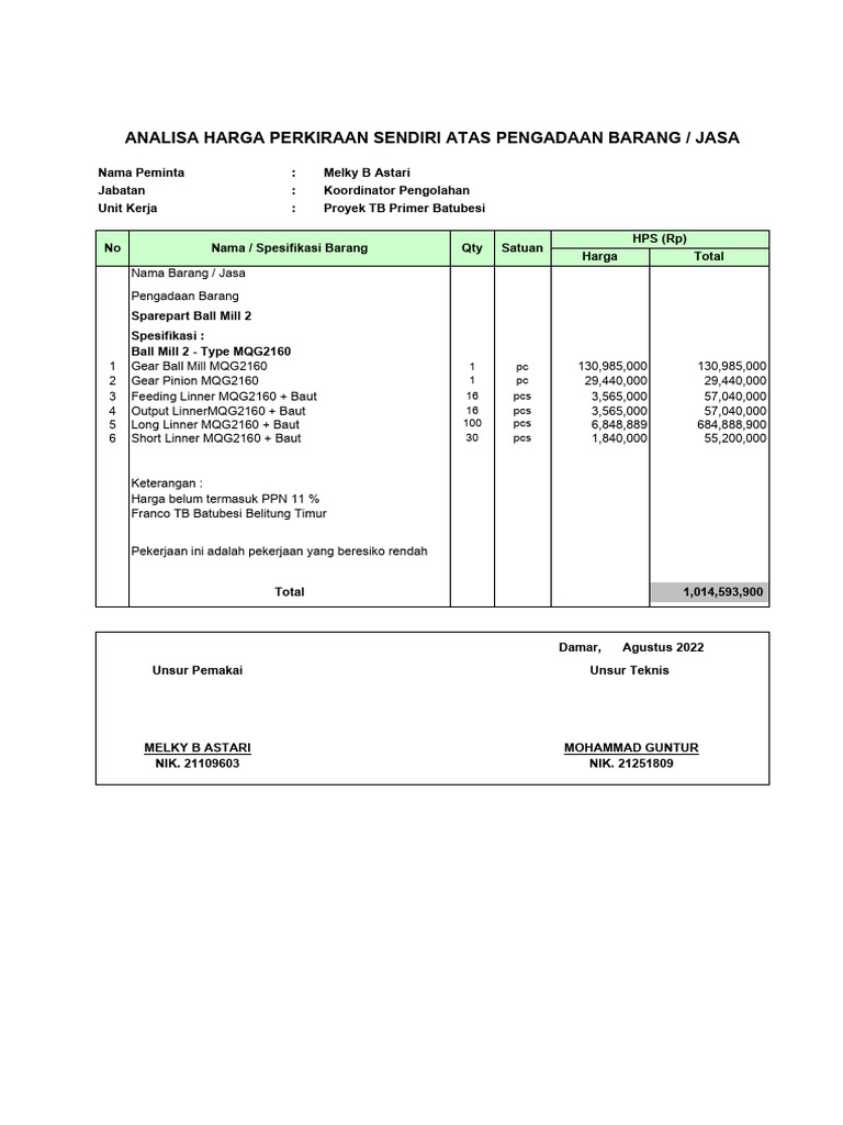 Form Sparepart BM 2 | PDF