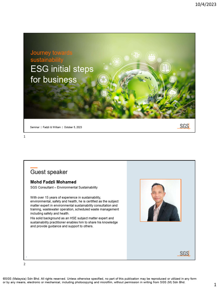 Journey Towards Sustainability Esg Initial Steps For Business Seminar