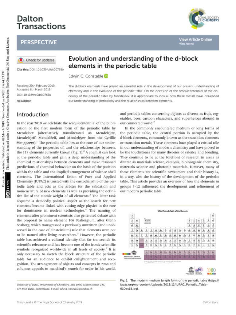 Evolution and Understanding of The D-Block Element | PDF | Metals ...