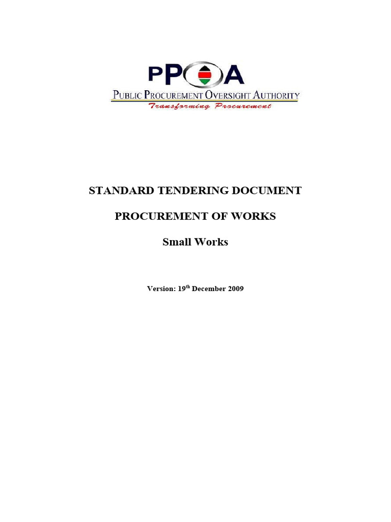 Small Works Tender Guide | PDF | Procurement | Specification (Technical Standard)