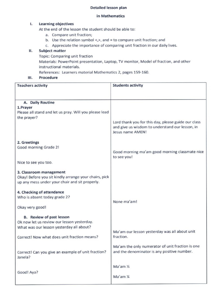 Detailed Lesson Plan in Mathematics | PDF
