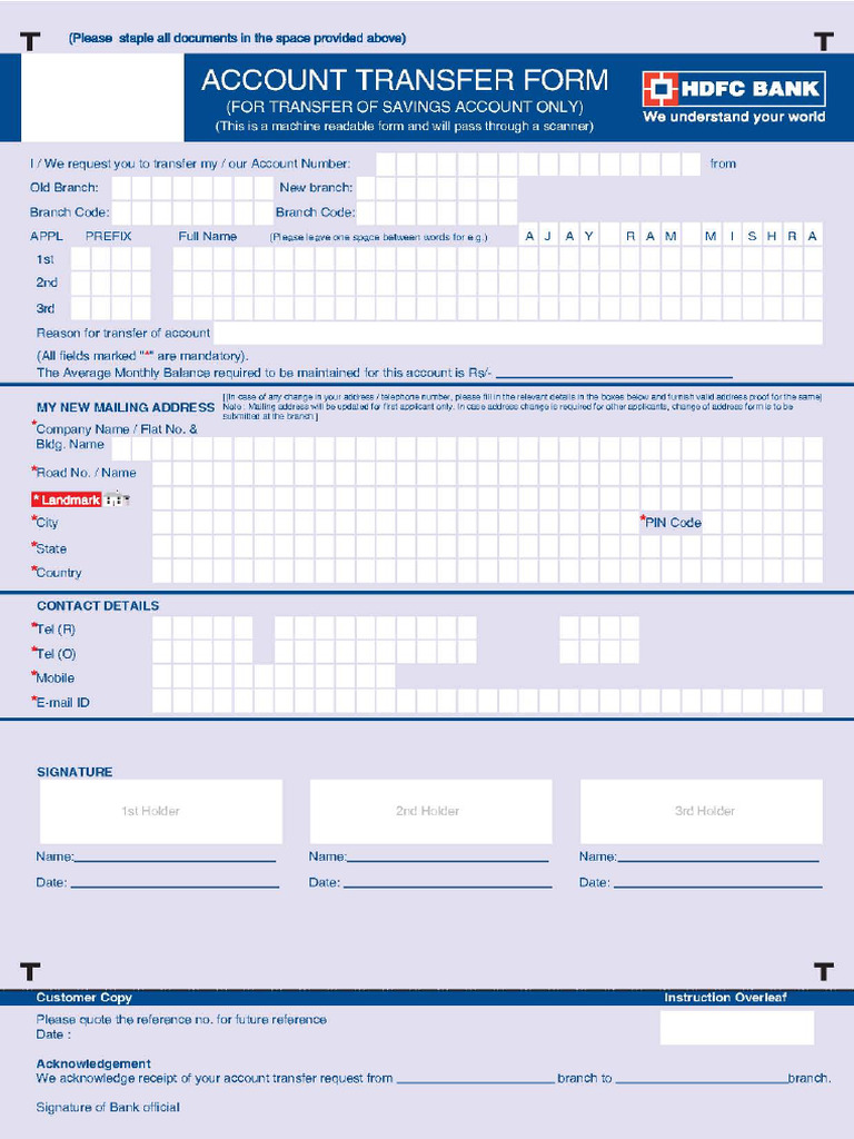 Account Transfer Form | PDF