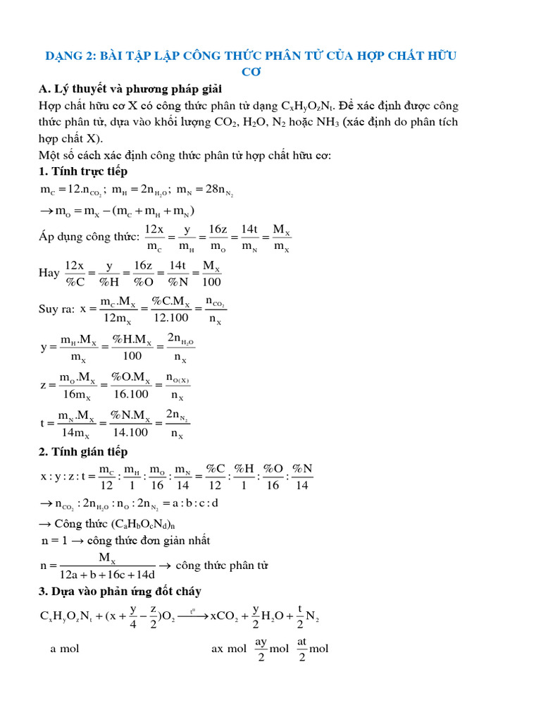 Lap Cong Thuc Phan Tu Cua Hop Chat Huu Co Va Cach Giai | PDF